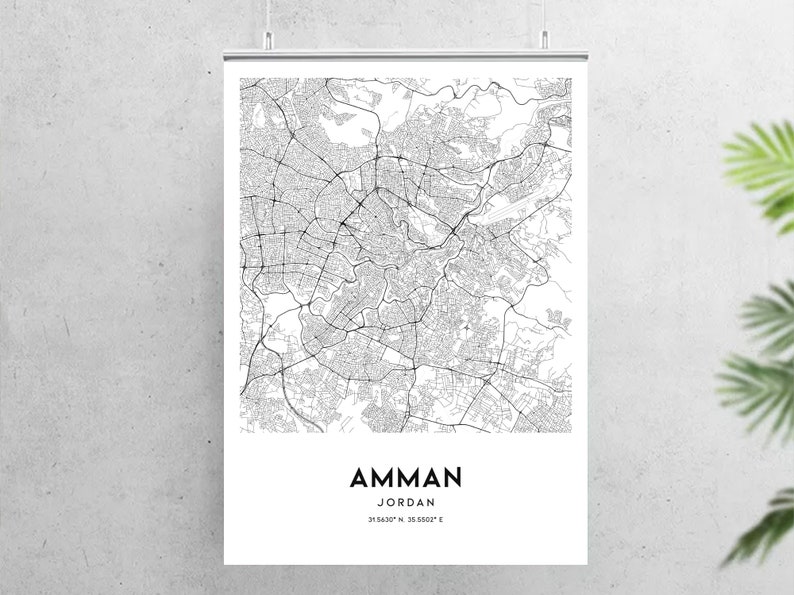 Amman Map Print Amman Map Poster Wall Art Amman City Map | Etsy