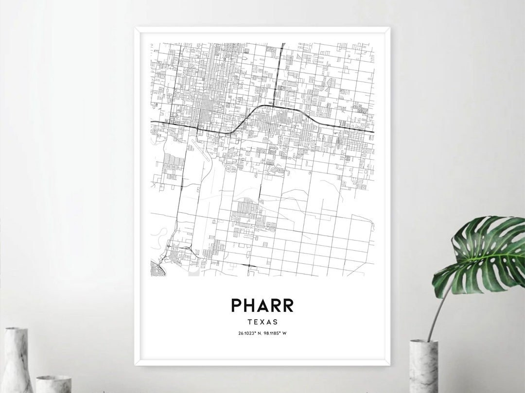 Pharr Map Print, Pharr Map Poster Wall Art, Tx City Map, Texas Print ...