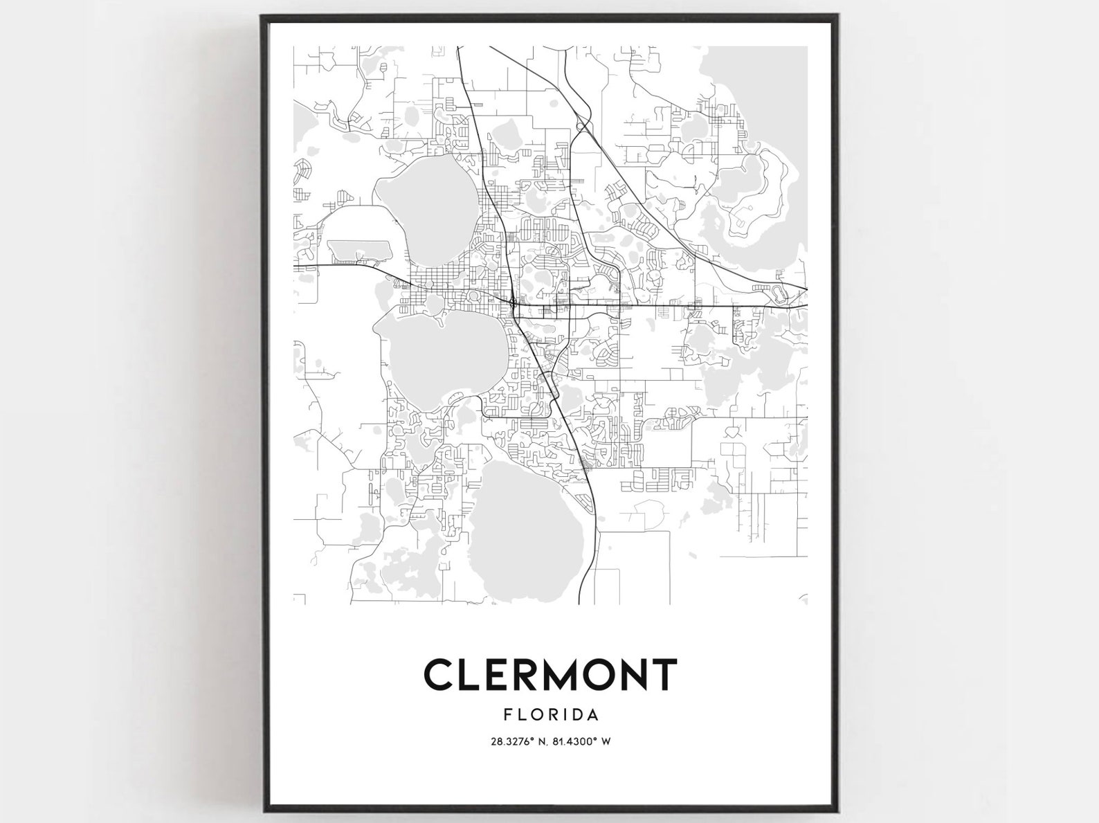 Clermont Map Print Clermont Map Poster Wall Art Fl City Map | Etsy