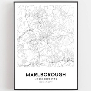 Marlborough Map Print Marlborough Map Poster Wall Art Ma | Etsy