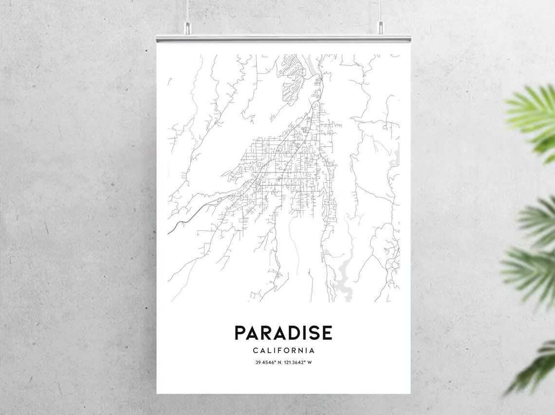 Paradise Map Print Paradise Map Poster Wall Art Ca City Map | Etsy