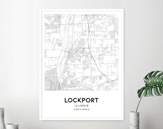 Lockport Map Print, Lockport Map Poster Wall Art, Il City Map, Illinois ...
