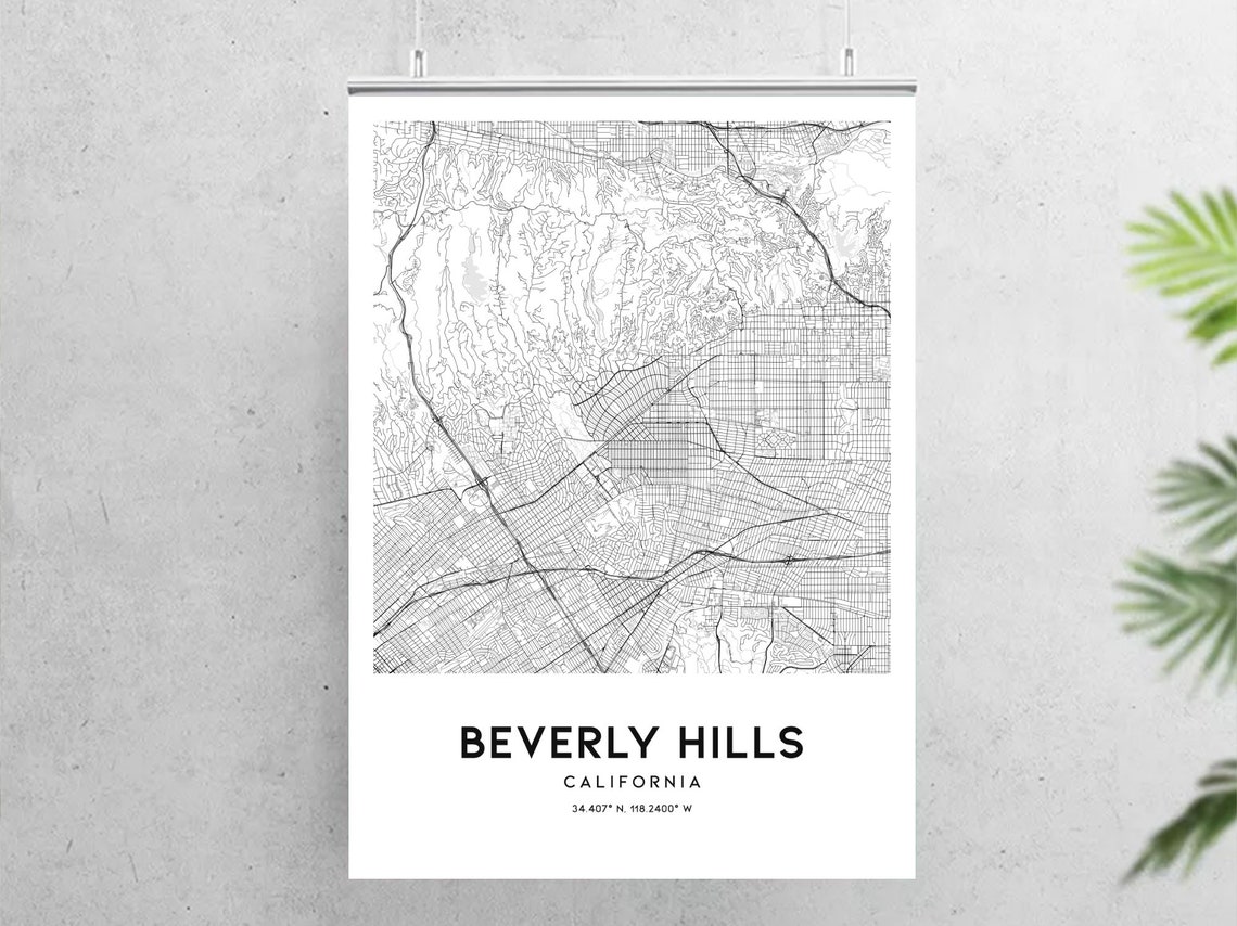 Beverly Hills Map Print Beverly Hills Map Poster Wall Art Ca | Etsy