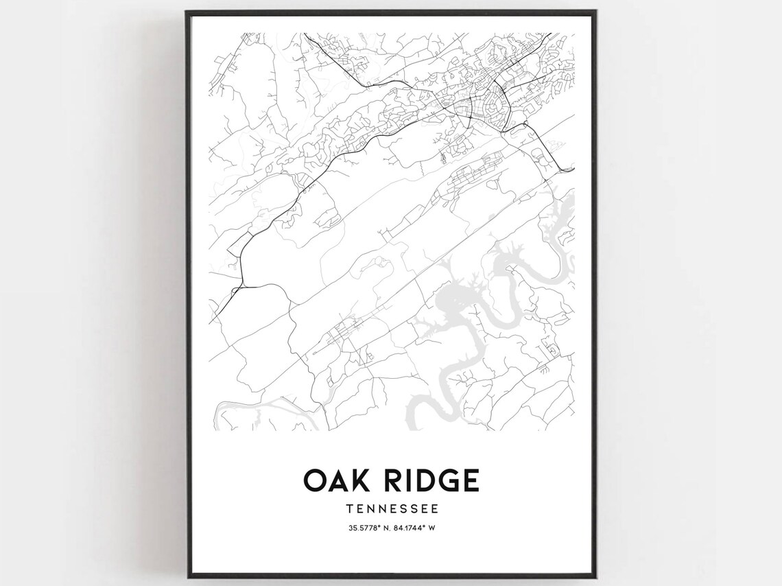 Oak Ridge Map Print Oak Ridge Map Poster Wall Art Tn City | Etsy