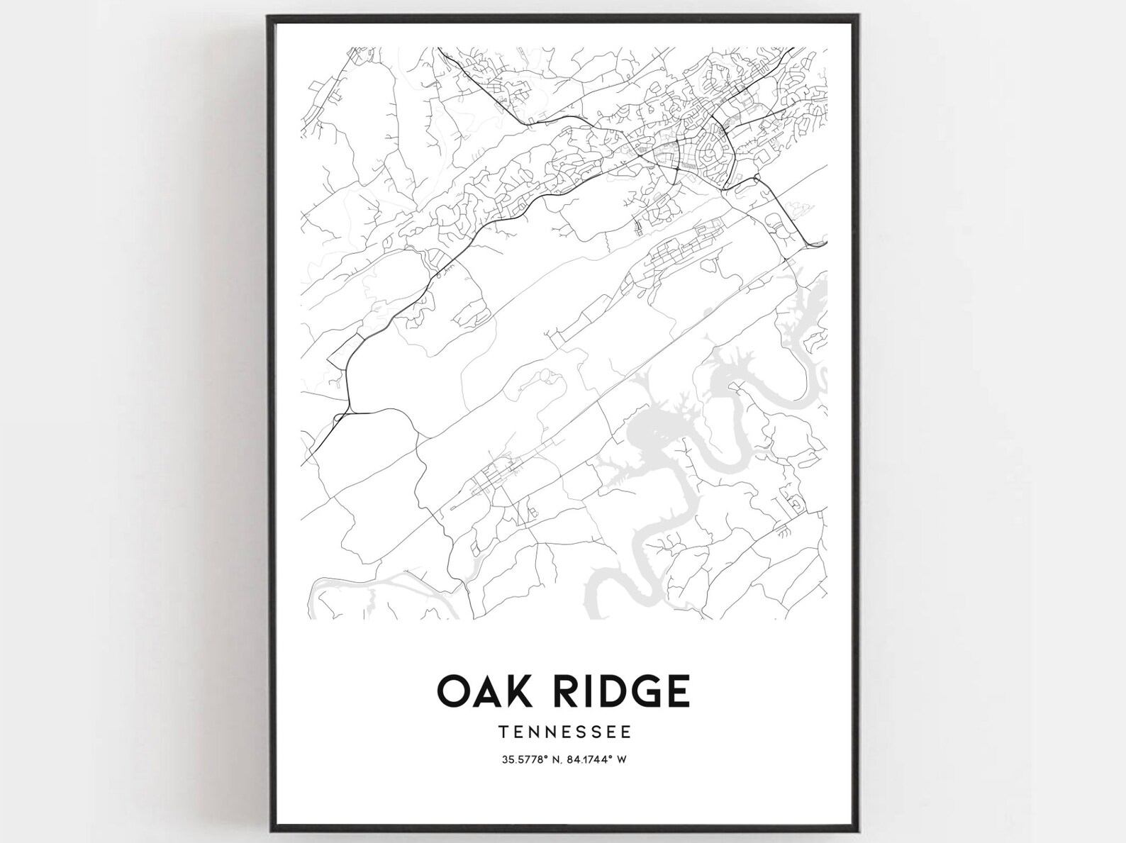 Oak Ridge Map Print Oak Ridge Map Poster Wall Art Tn City | Etsy