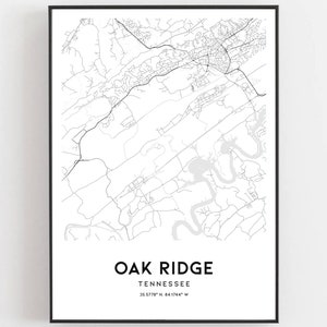 Oak Ridge Map Print Oak Ridge Map Poster Wall Art Tn City | Etsy