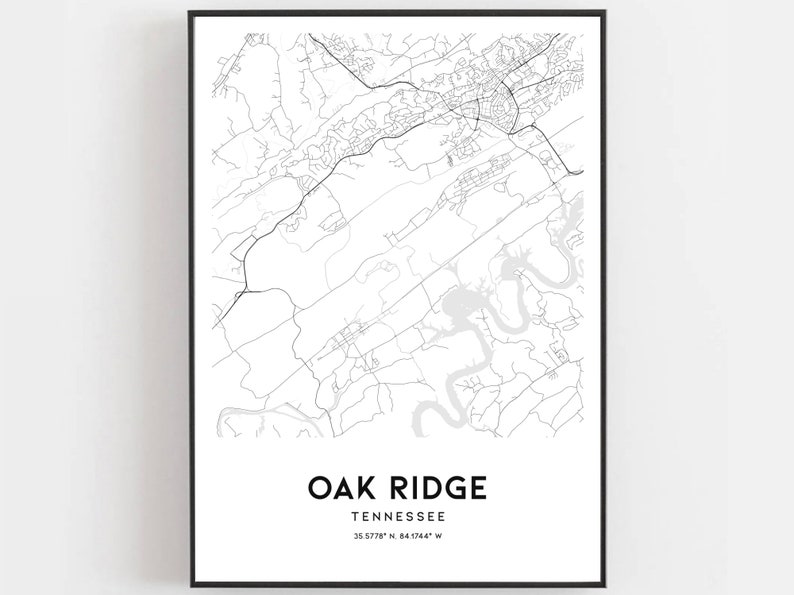 Oak Ridge Map Print Oak Ridge Map Poster Wall Art Tn City | Etsy
