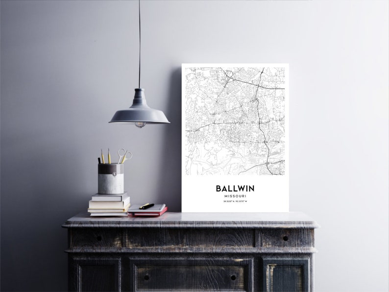 Ballwin Map Print, Ballwin Map Poster Wall Art, Mo City Map, Missouri ...