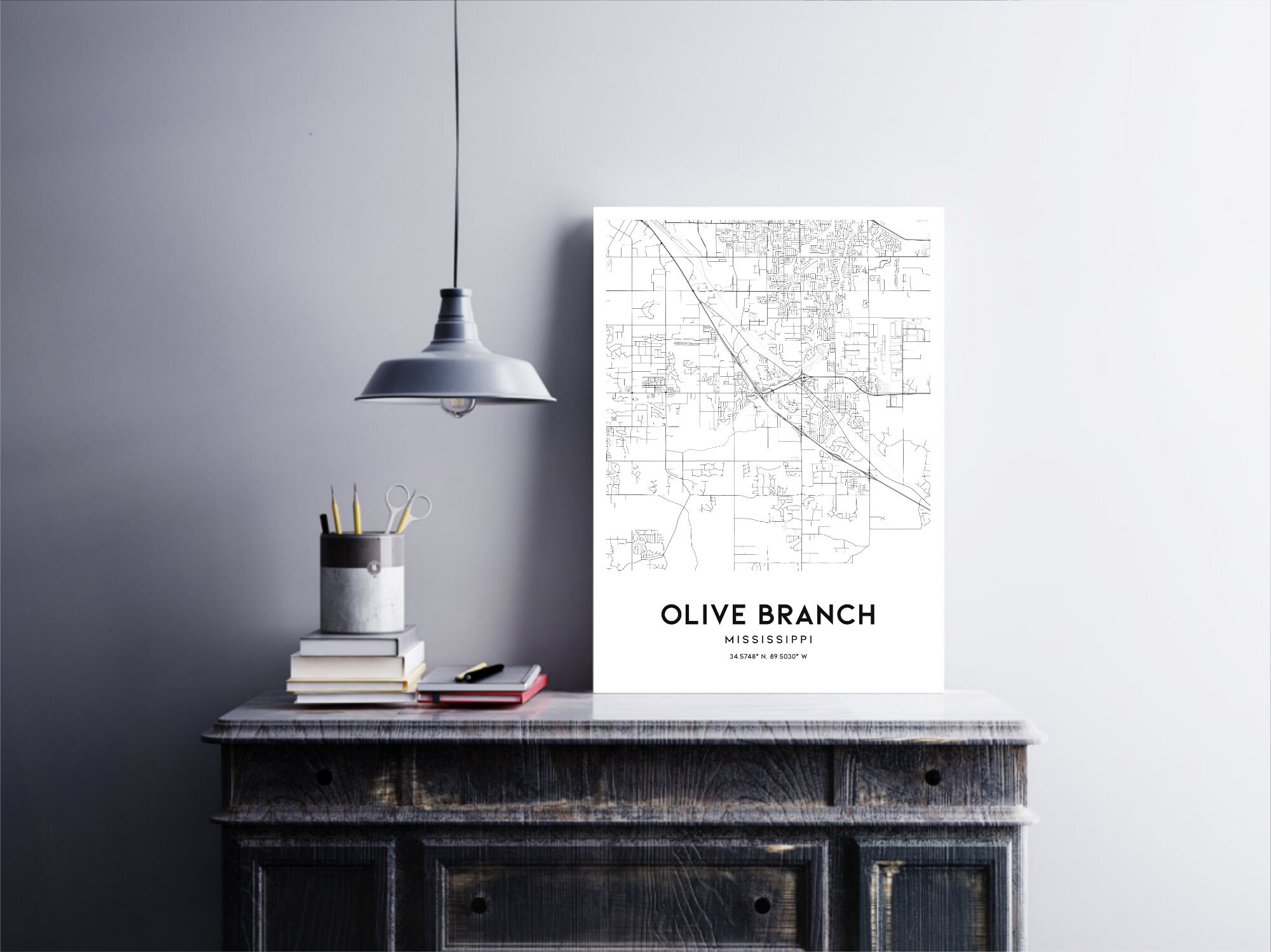 Olive Branch Map Print Olive Branch Map Poster Wall Art Ms - Etsy