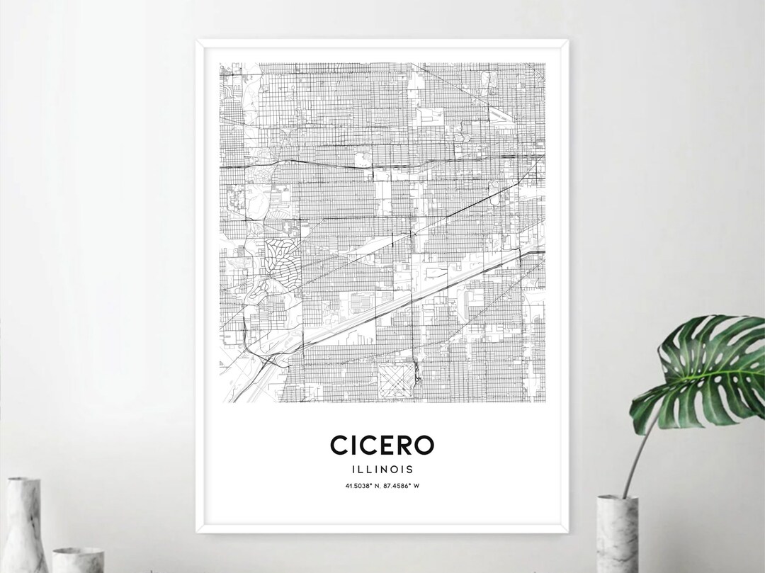 Cicero Map Print, Cicero Map Poster Wall Art, Il City Map, Illinois ...