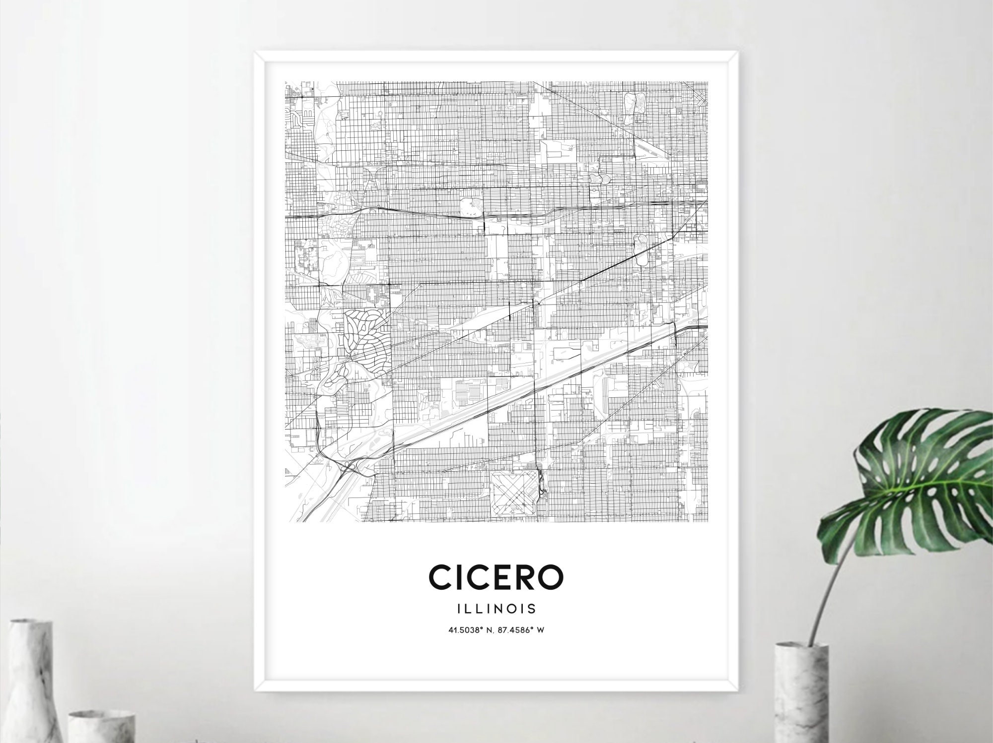Cicero Map Print, Cicero Map Poster Wall Art, Il City Map, Illinois ...