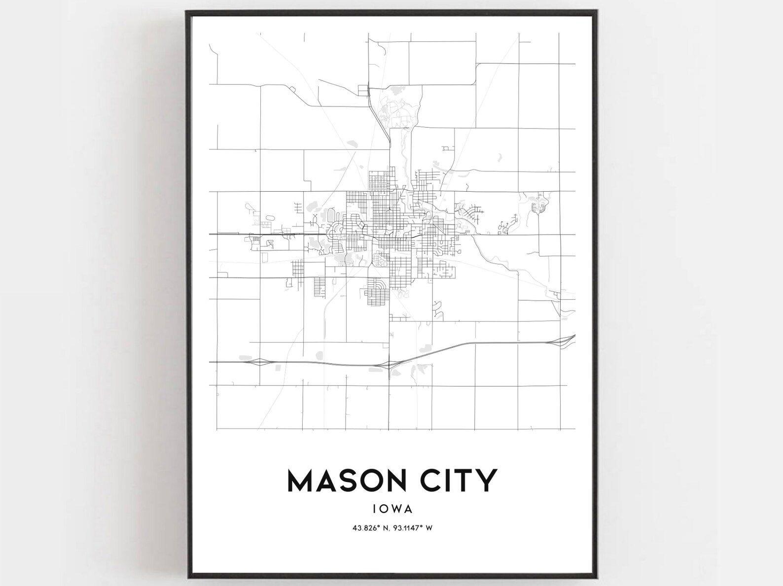 Mason City Map Print Mason City Map Poster Wall Art Ia City | Etsy