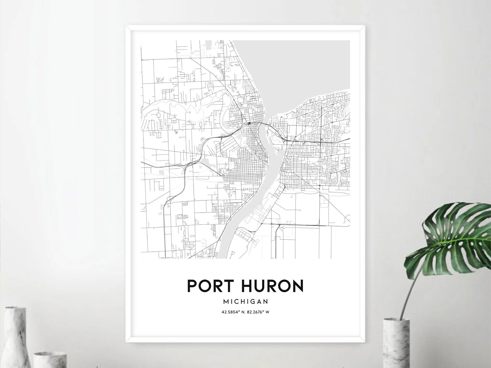 Port Huron Map Print Port Huron Map Poster Wall Art Mi City - Etsy