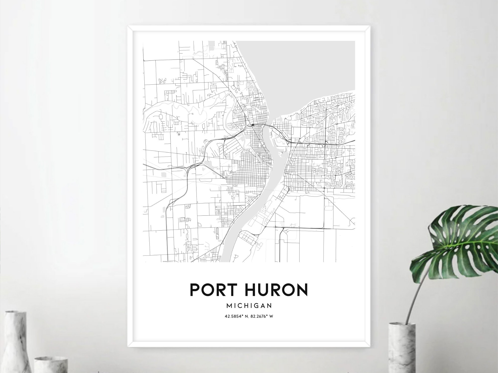 Port Huron Map Print Port Huron Map Poster Wall Art Mi City - Etsy