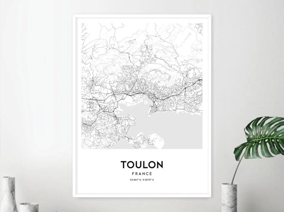 Art & Collectibles Toulon Poster Wall Art Print Map City Map Print City ...