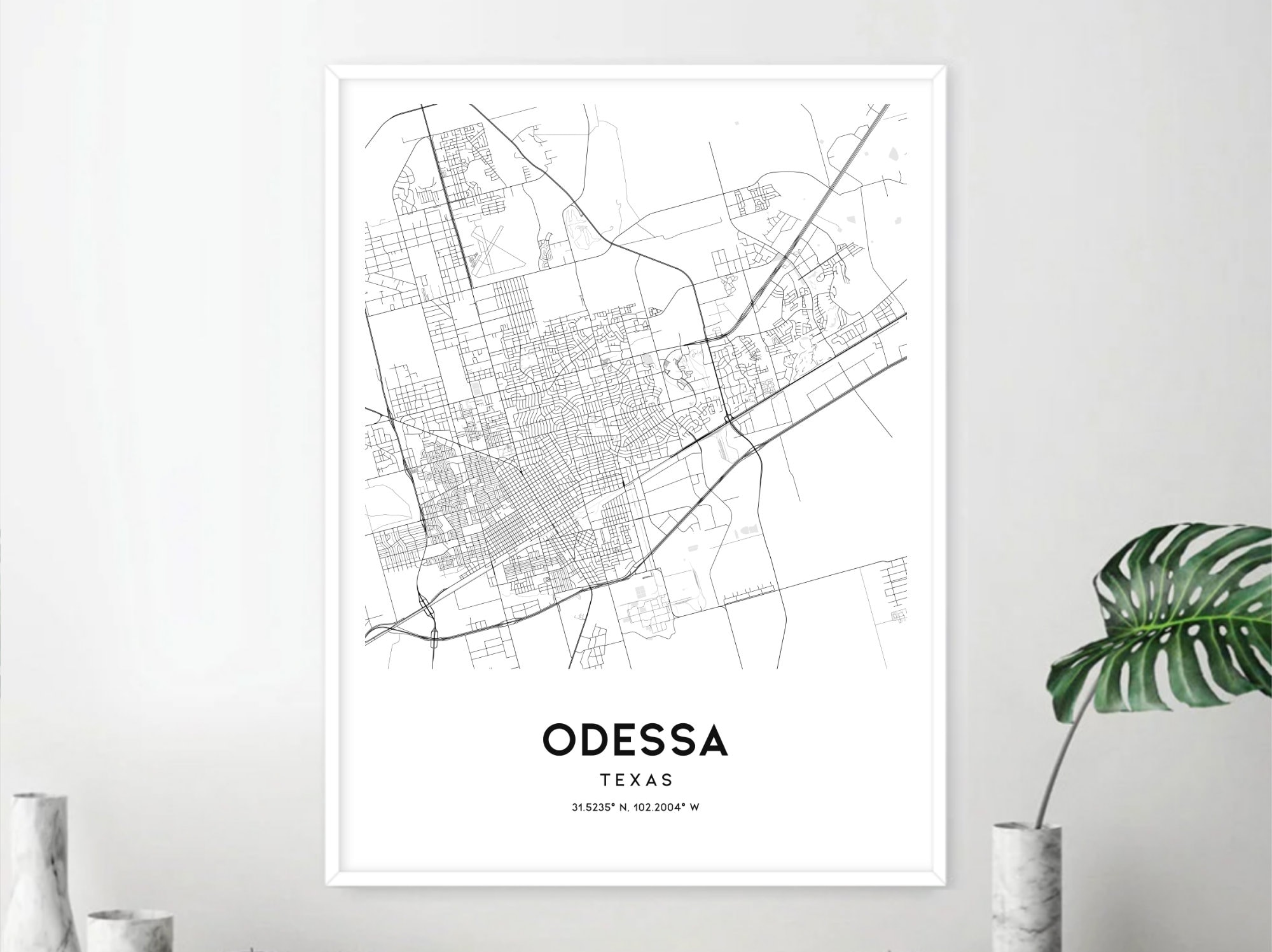Odessa Map Print, Odessa Map Poster Wall Art, Tx City Map, Texas Print ...
