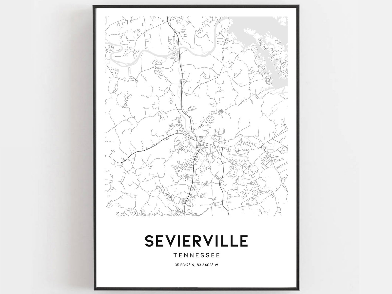 Sevierville Map Print, Sevierville Map Poster Wall Art, Tn City Map ...