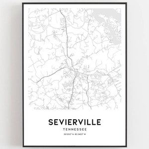 Sevierville Map Print, Sevierville Map Poster Wall Art, Tn City Map ...