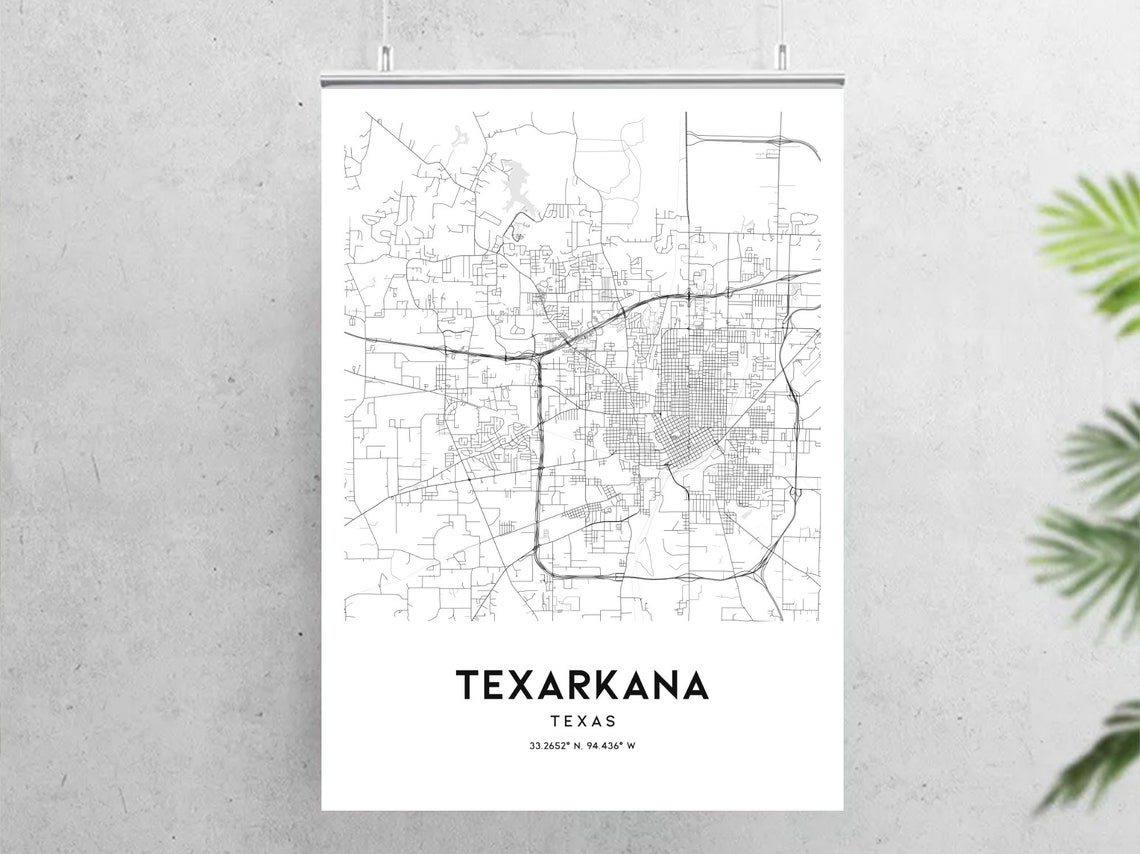 Texarkana Map Print Texarkana Map Poster Wall Art Tx City | Etsy