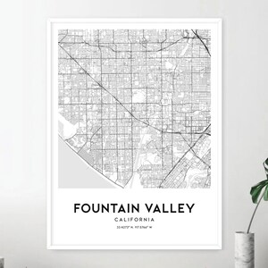 Fountain Valley Map Print, Fountain Valley Map Poster Wall Art, Ca City ...