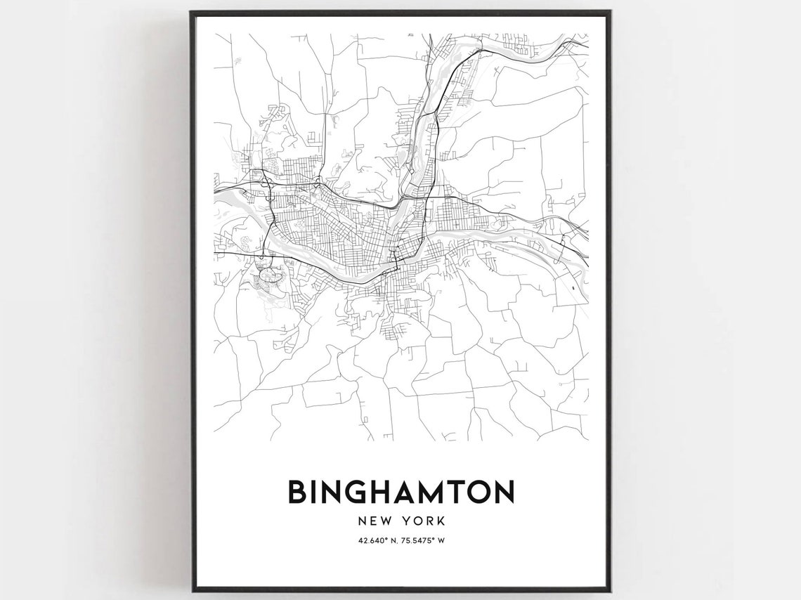 Binghamton Map Print Binghamton Map Poster Wall Art Ny City | Etsy