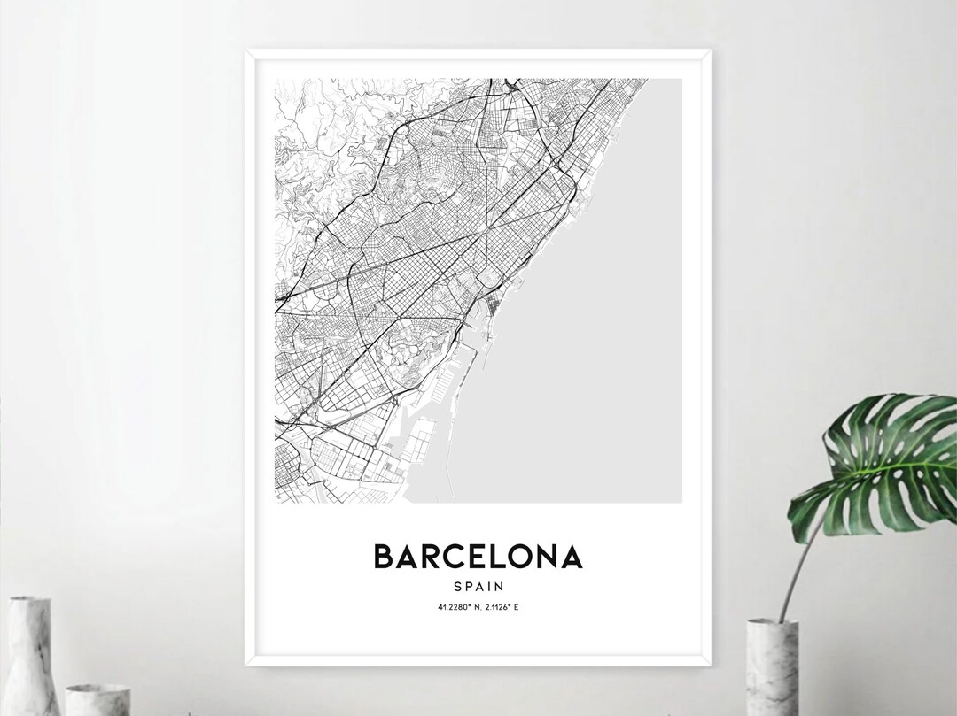 Barcelona Map Print, Barcelona Map Poster Wall Art, Barcelona City Map ...