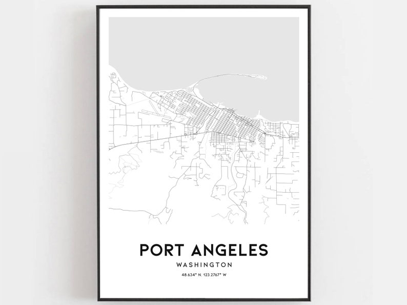 Port Angeles Map Print, Port Angeles Map Poster Wall Art, Wa City Map ...