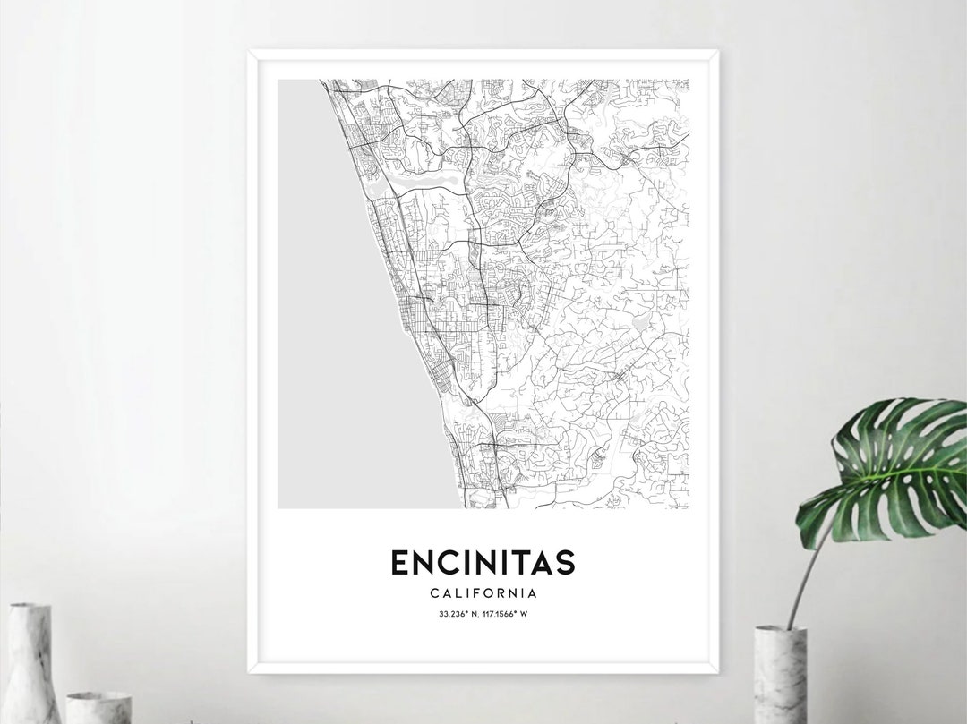 Encinitas Map Print, Encinitas Map Poster Wall Art, Ca City Map ...