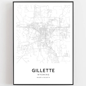 Gillette Map Print Gillette Map Poster Wall Art Wy City | Etsy