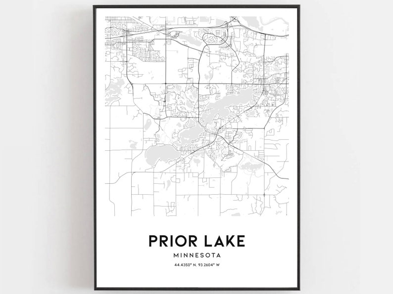 Prior Lake Map Print Prior Lake Map Poster Wall Art Mn City | Etsy