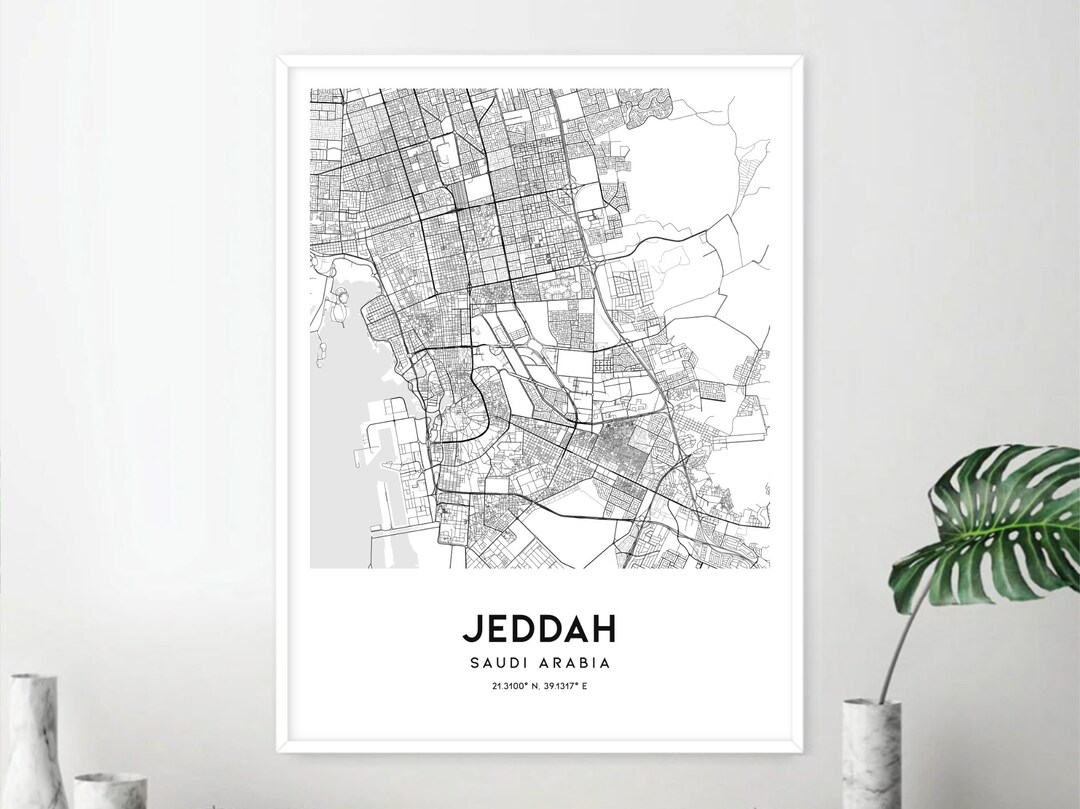 Jeddah Map Print, Jeddah Map Poster Wall Art, Jeddah City Map, Jeddah ...