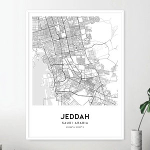 Jeddah Map Print, Jeddah Map Poster Wall Art, Jeddah City Map, Jeddah ...