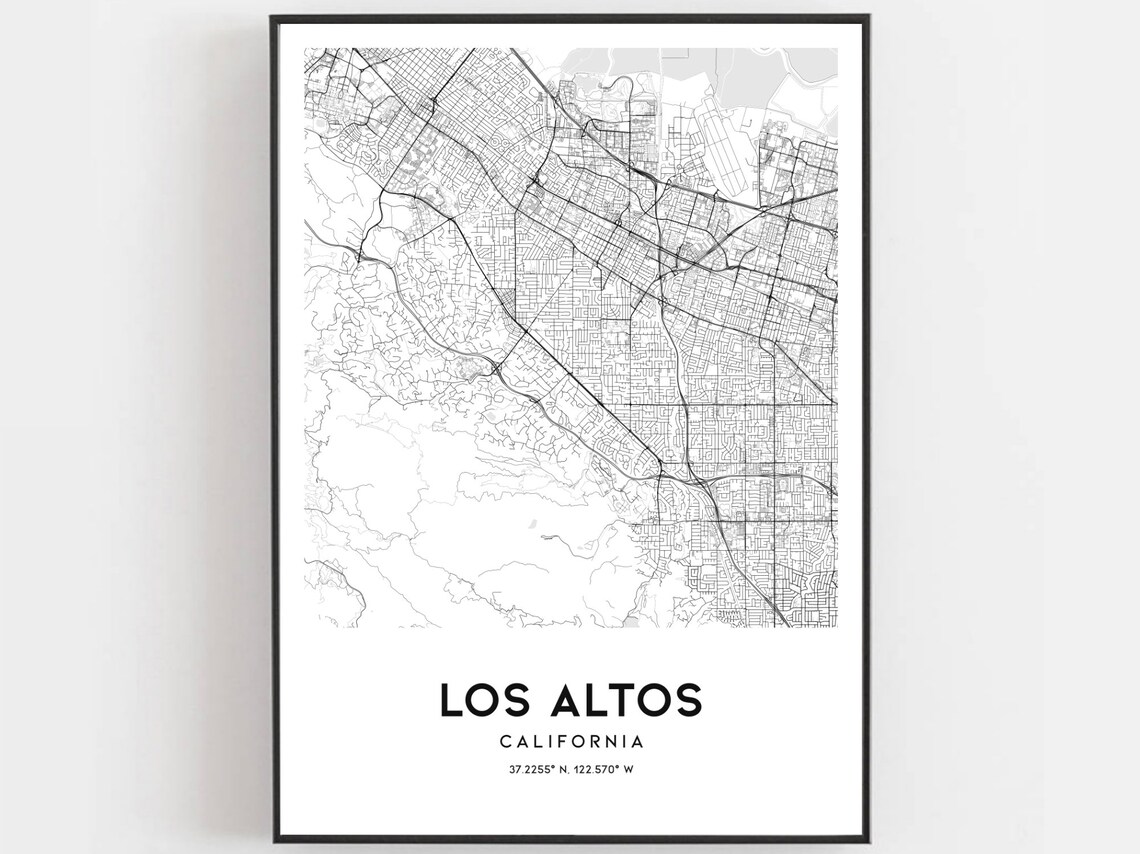 Los Altos Map Print Los Altos Map Poster Wall Art Ca City | Etsy