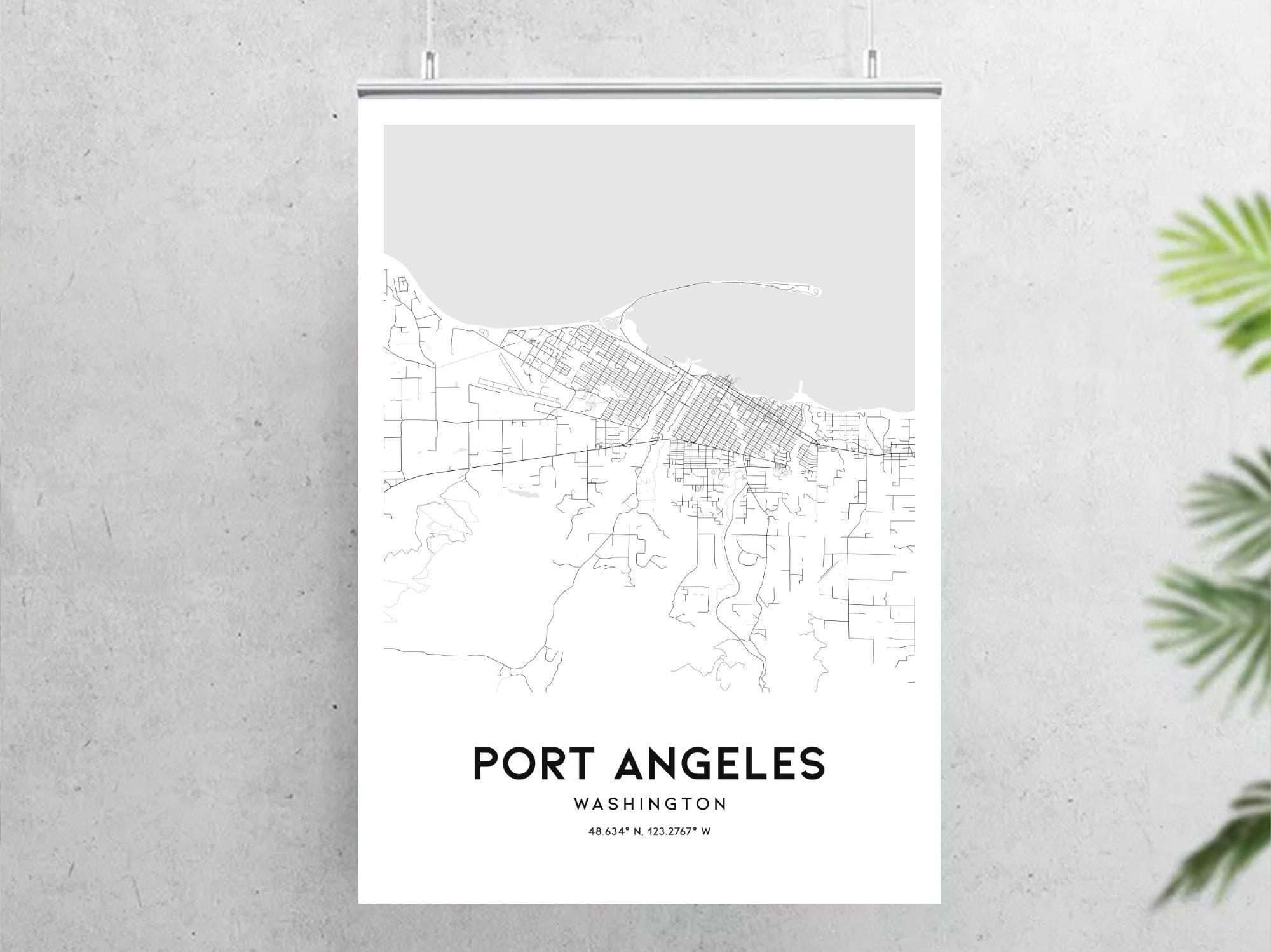 Port Angeles Map Print Port Angeles Map Poster Wall Art Wa | Etsy