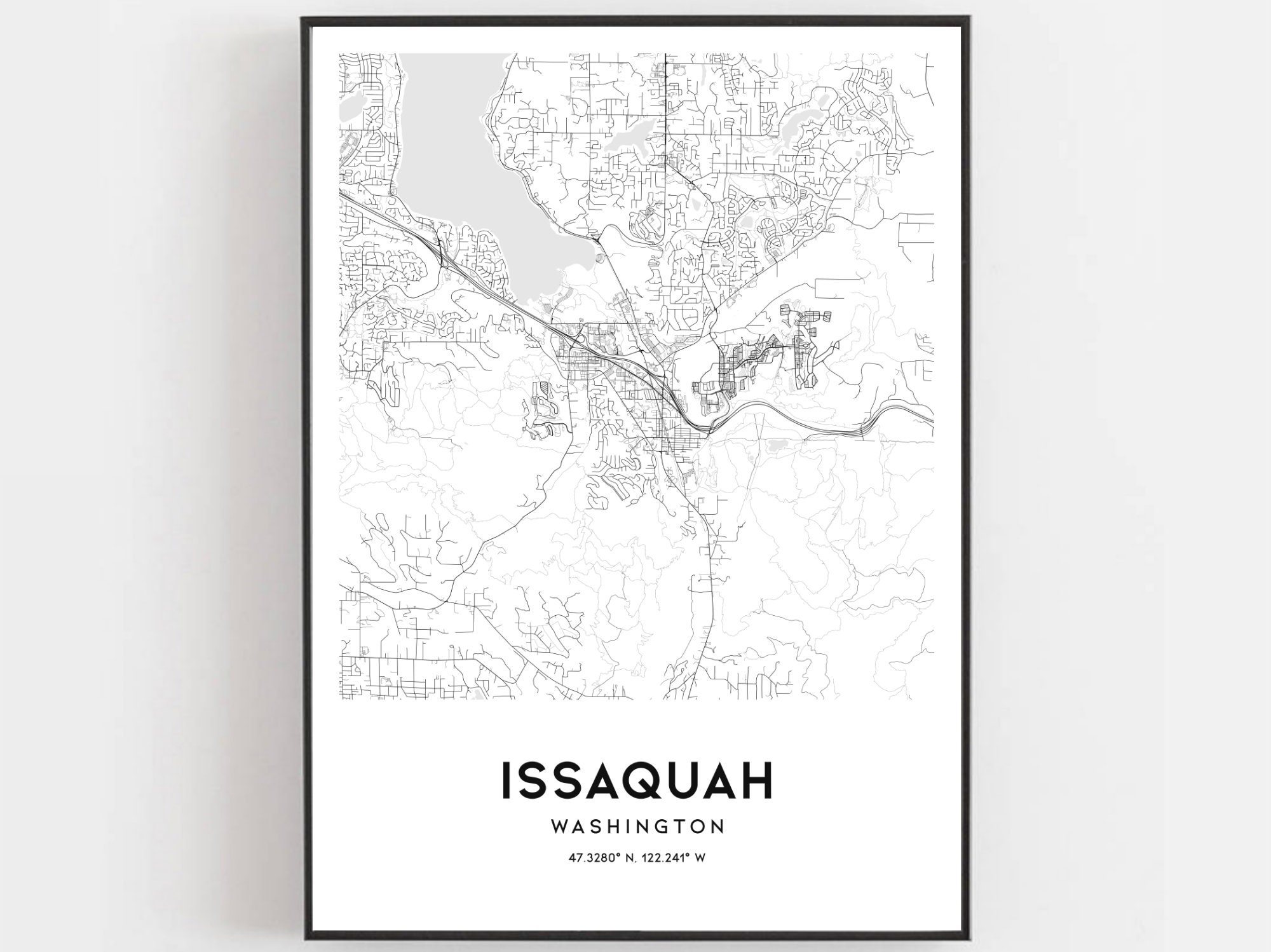 Issaquah Map Print Issaquah Map Poster Wall Art Wa City | Etsy