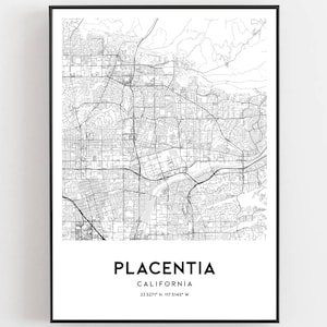 Placentia Map Print Placentia Map Poster Wall Art Ca City | Etsy