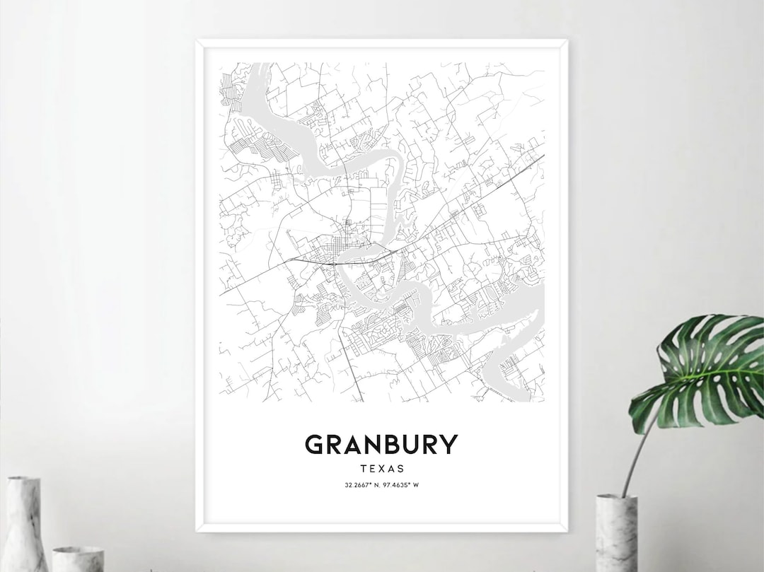 Granbury Map Print, Granbury Map Poster Wall Art, Tx City Map, Texas ...