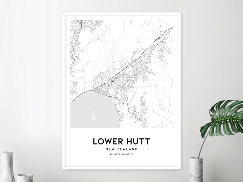 Lower Hutt Map Print Lower Hutt Map Poster Wall Art Lower - Etsy