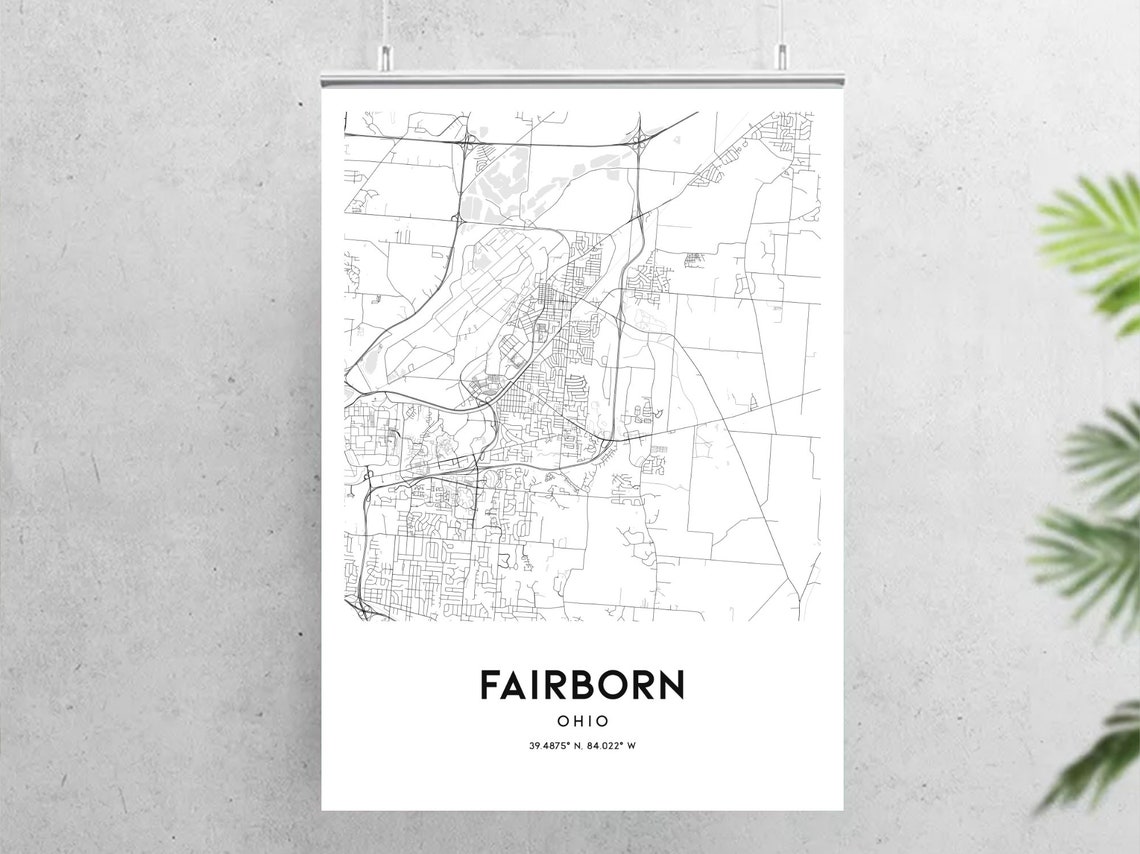 Fairborn Map Print Fairborn Map Poster Wall Art Oh City | Etsy