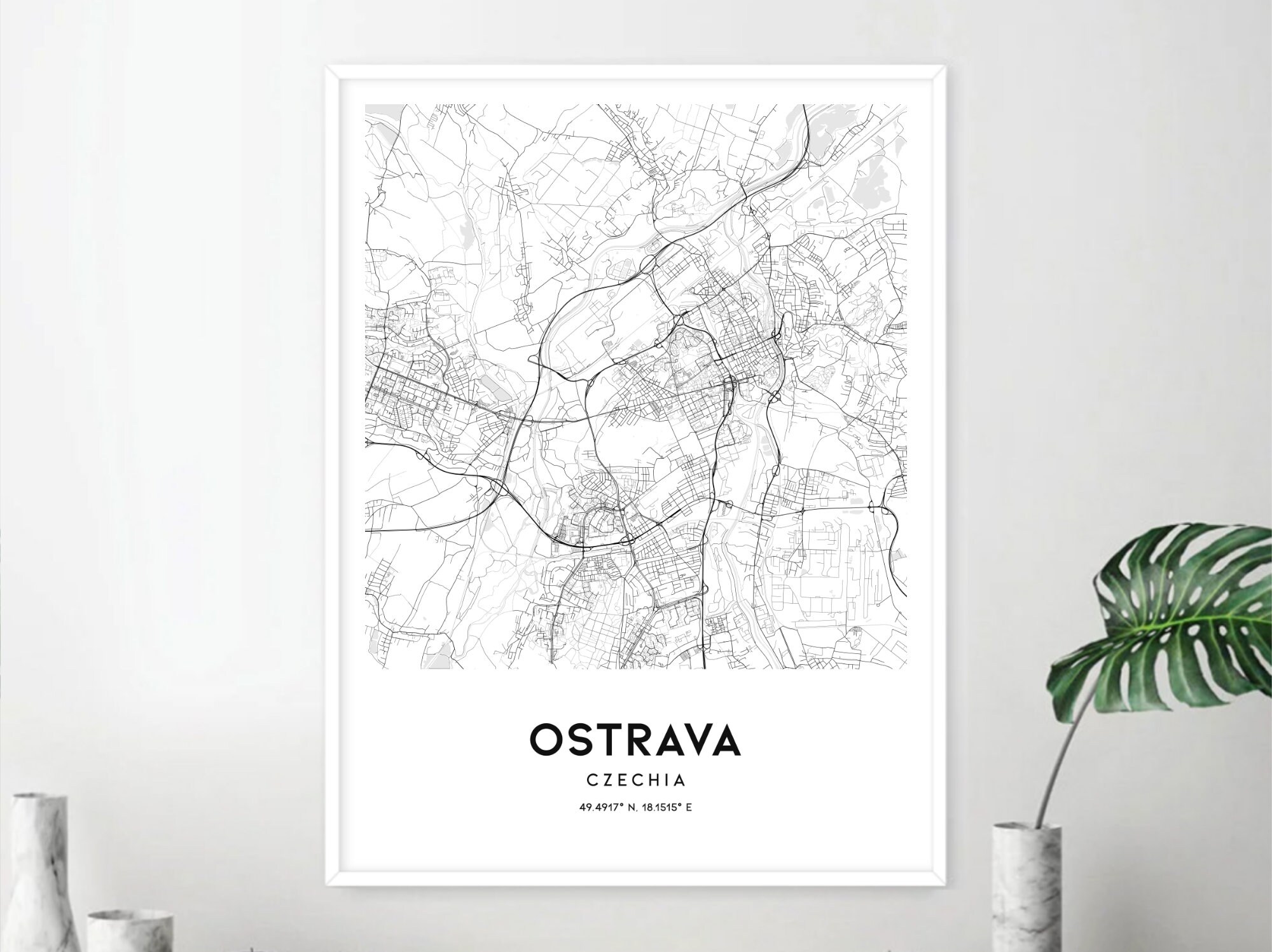 Ostrava Map Print, Ostrava Map Poster Wall Art, Ostrava City Map ...