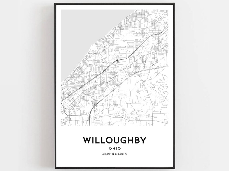 Willoughby Map Print Willoughby Map Poster Wall Art Oh City - Etsy
