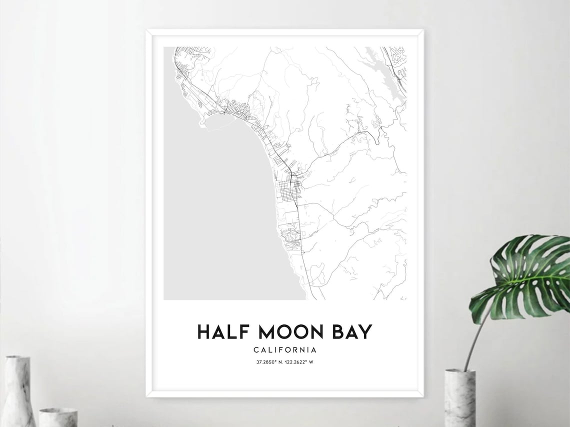 Half Moon Bay Map Print, Half Moon Bay Map Poster Wall Art, Ca City Map ...