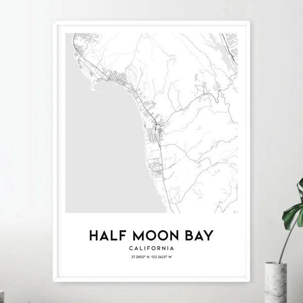 Half Moon Bay Map Art - Etsy