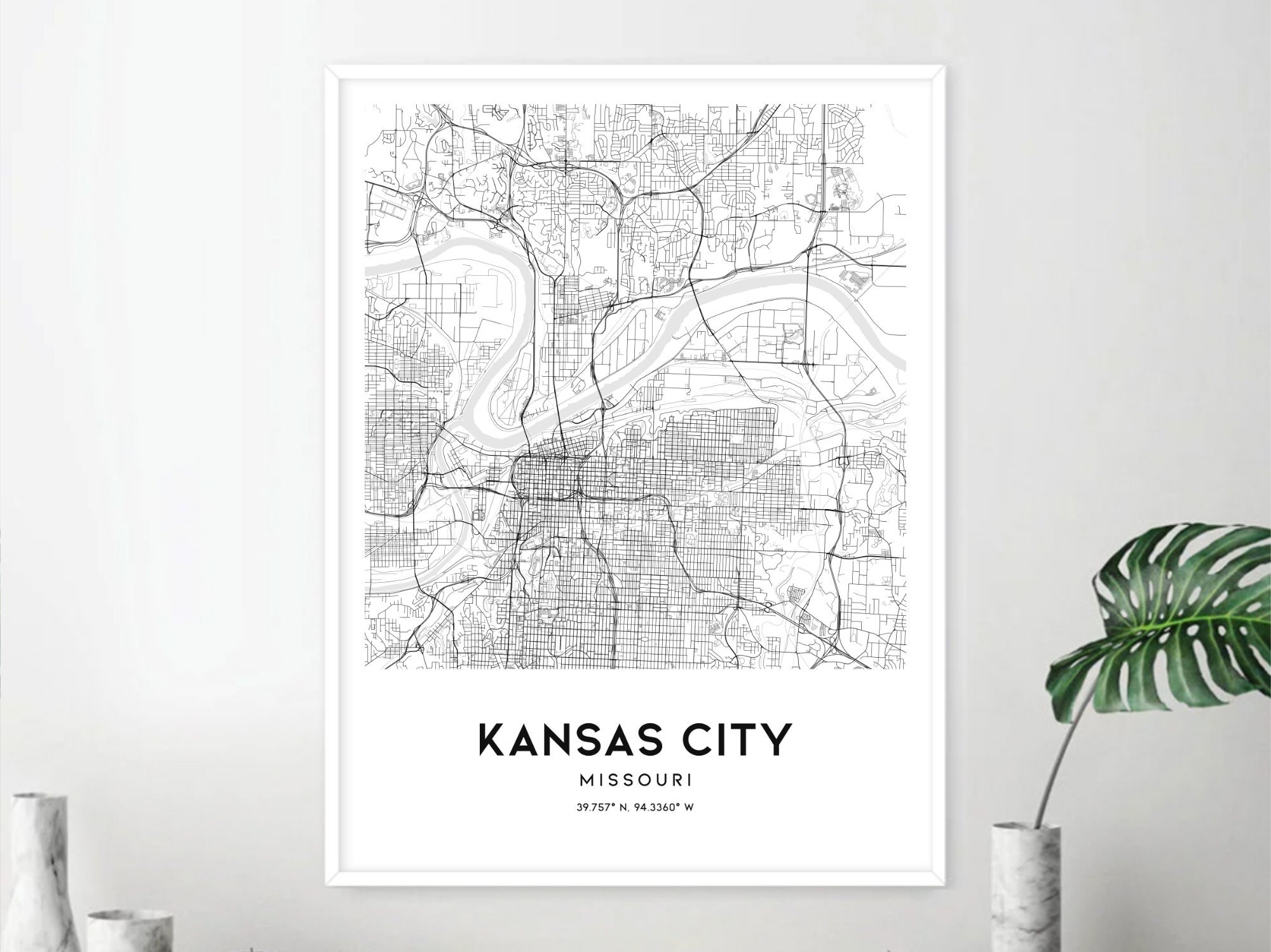 Kansas City Map Print Kansas City Map Poster Wall Art Mo | Etsy