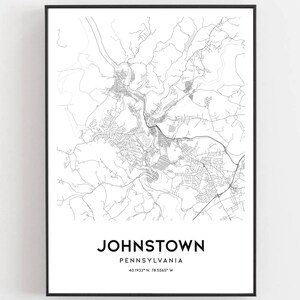 Johnstown Map Print Johnstown Map Poster Wall Art Pa City | Etsy