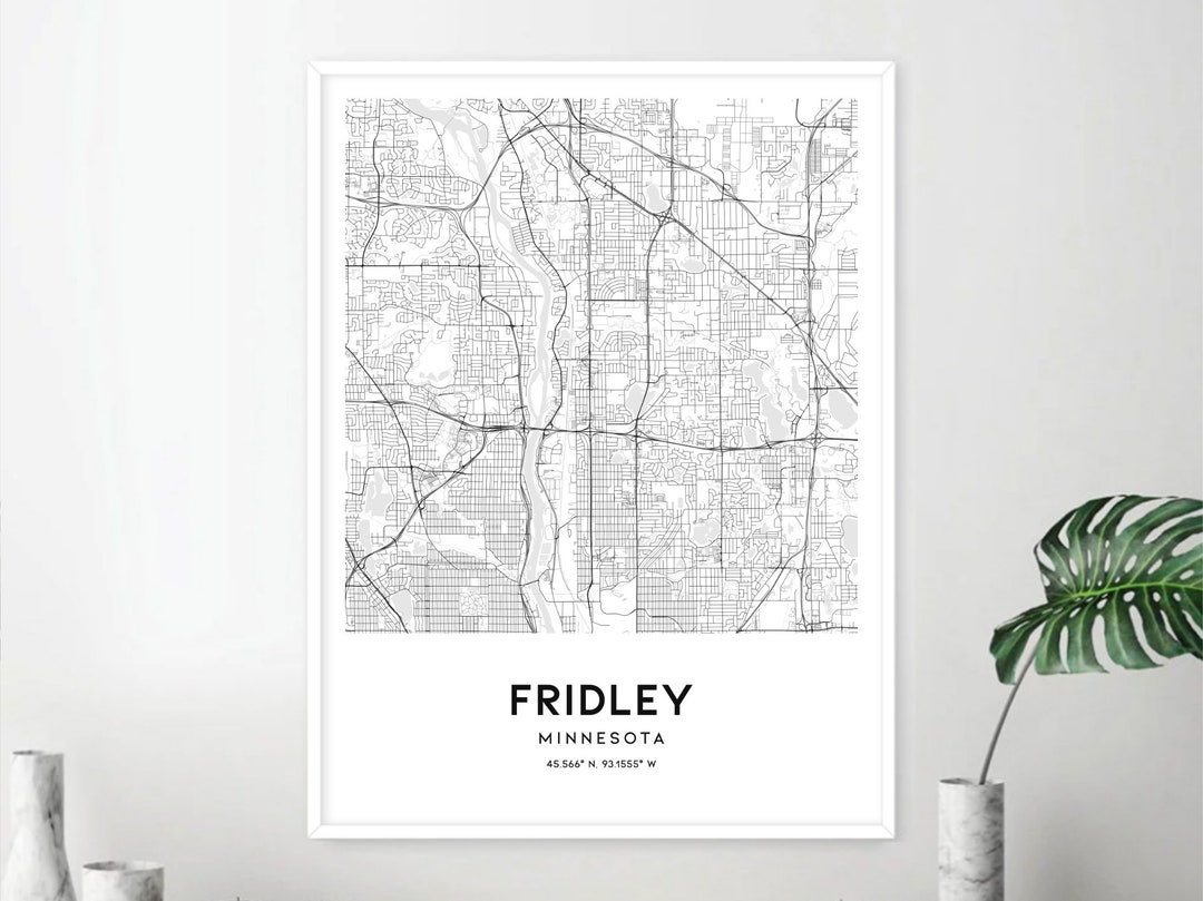 Fridley Map Print, Fridley Map Poster Wall Art, Mn City Map, Minnesota ...