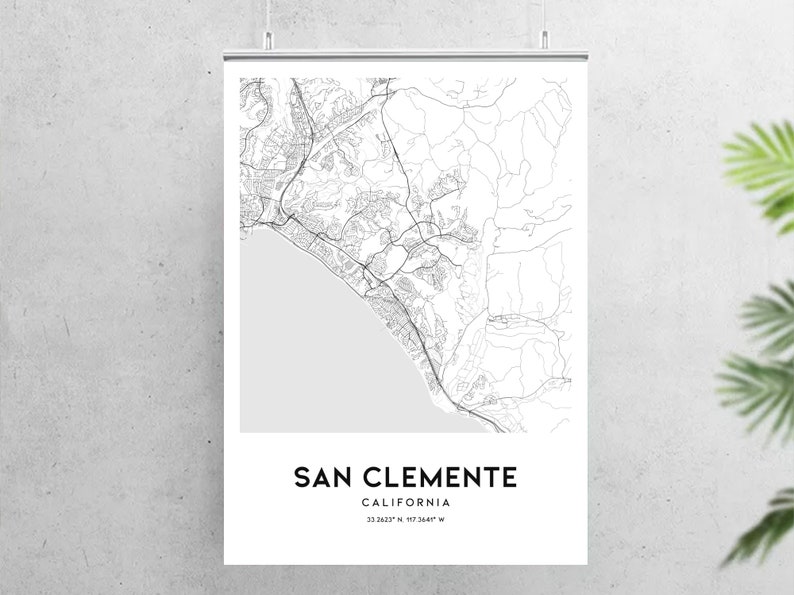 San Clemente Map Print San Clemente Map Poster Wall Art Ca | Etsy