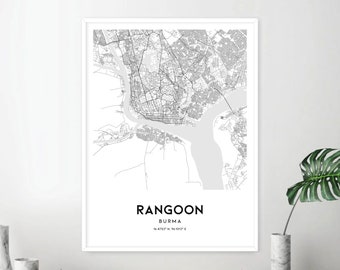 Rangoon Map Print - Etsy