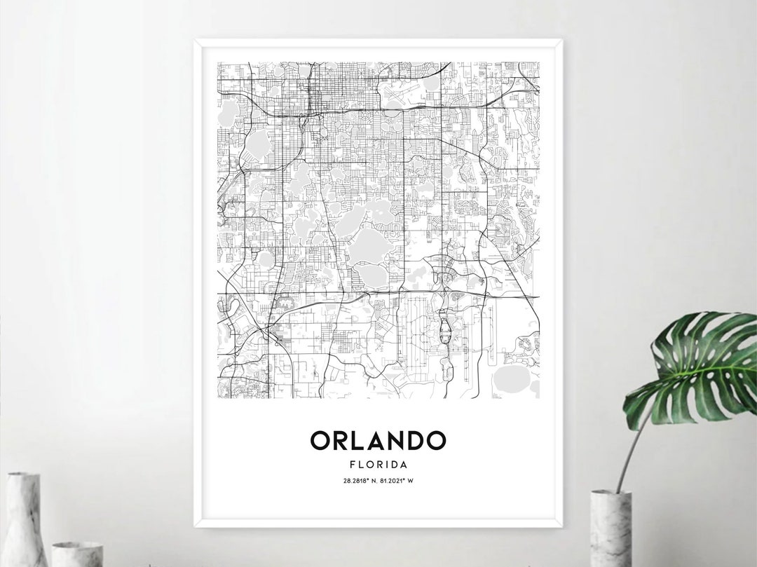 Orlando Map Print, Orlando Map Poster Wall Art, Fl City Map, Florida ...