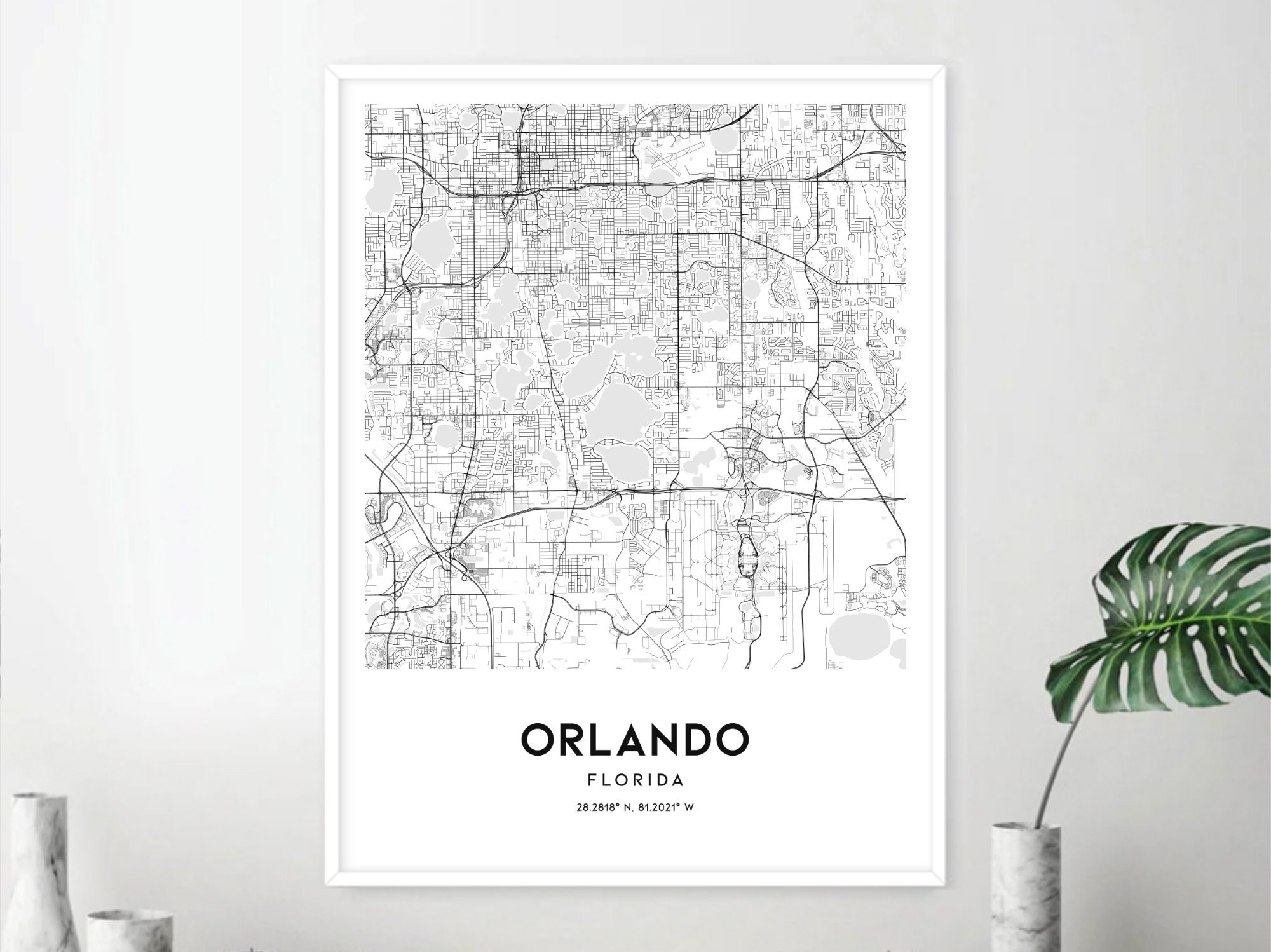 Orlando Map Print, Orlando Map Poster Wall Art, Fl City Map, Florida ...